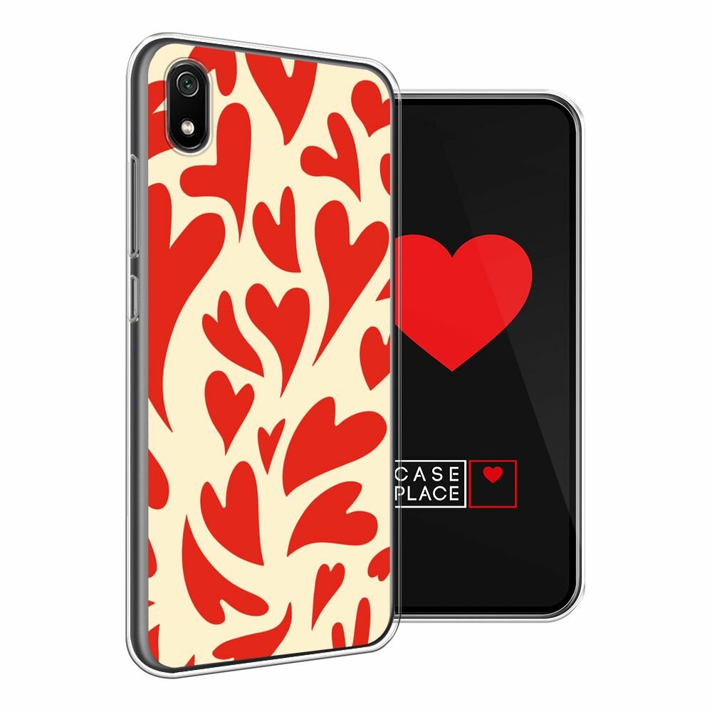 Чехол на Xiaomi Redmi 7A / Сяоми Редми 7А с принтом "Crazy hearts 1 - 14 февраля" — фото 1
