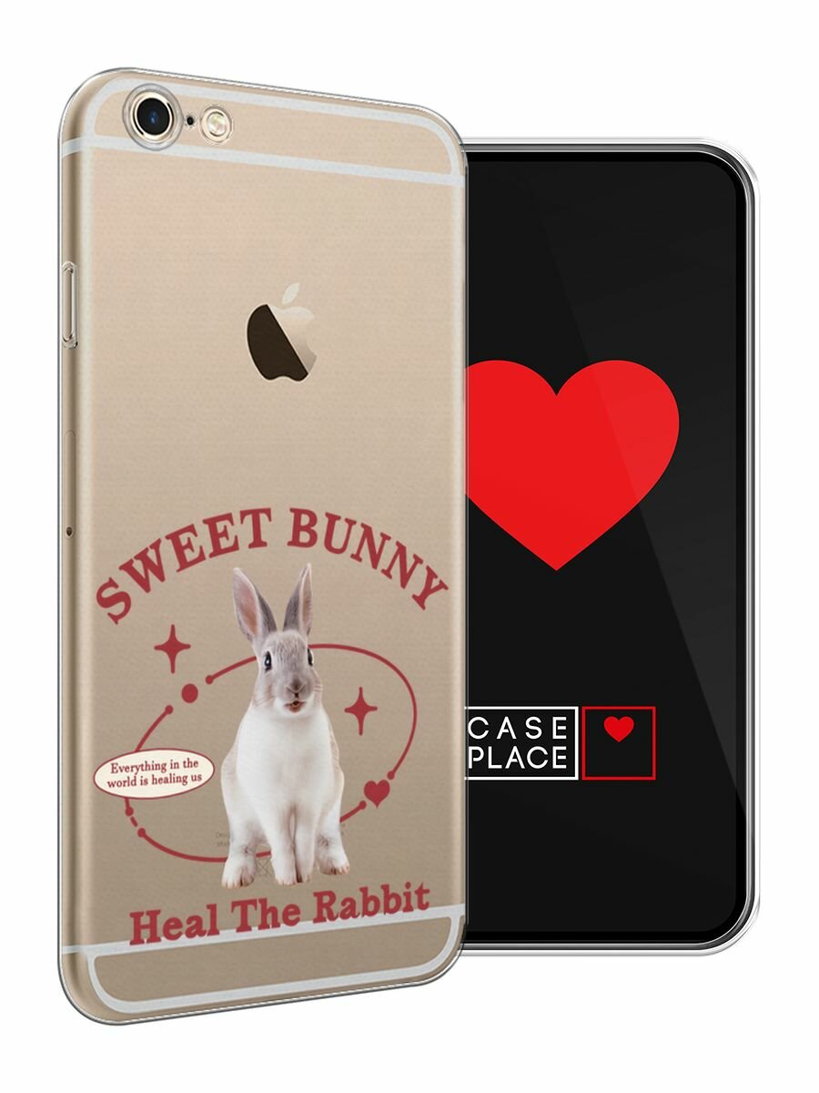 Чехол на Apple iPhone 6 Plus/6S Plus / Айфон 6 Плюс/Айфон 6С Плюс с принтом "Heal the rabbit", прозрачный — фото 1