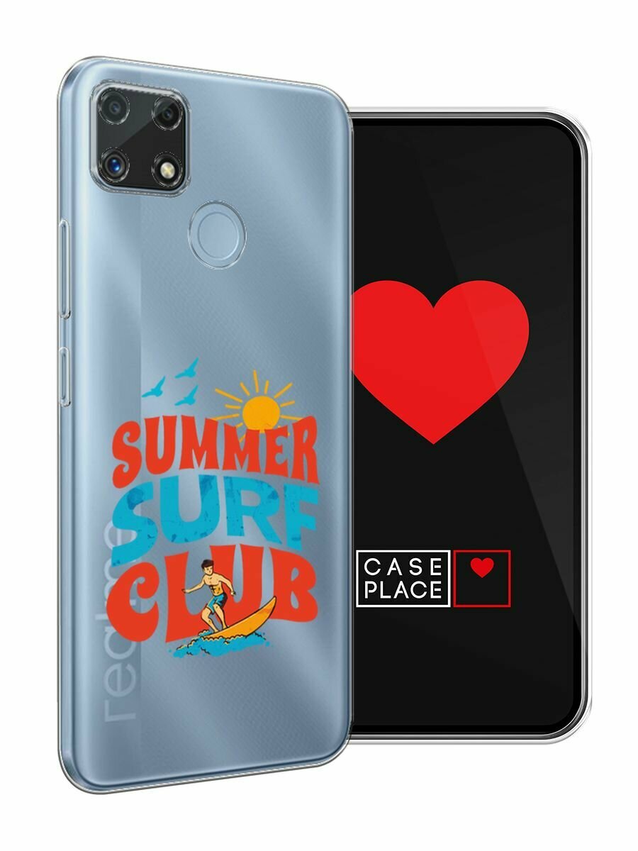 Чехол на Realme C25/C25s / Реалми С25/C25s с принтом "Summer surf club", прозрачный — фото 1