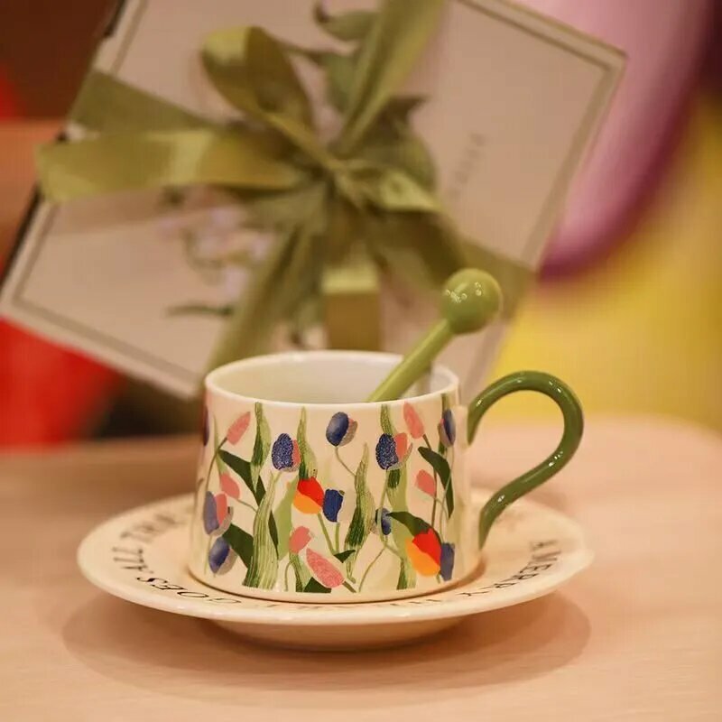 Кружка "Чайная Пара", 270мл, керамика, цвет "Тюльпан", набор с блюдцем