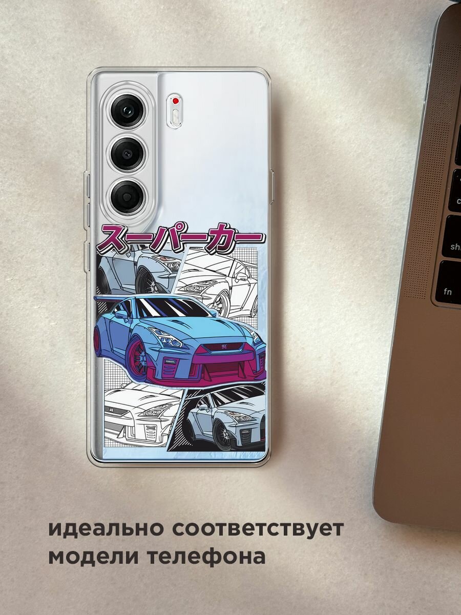 Чехол на Tecno Camon 40 Pro 5G / Текно Камон 40 Про 5G с принтом "JDM коллаж", прозрачный — фото 1