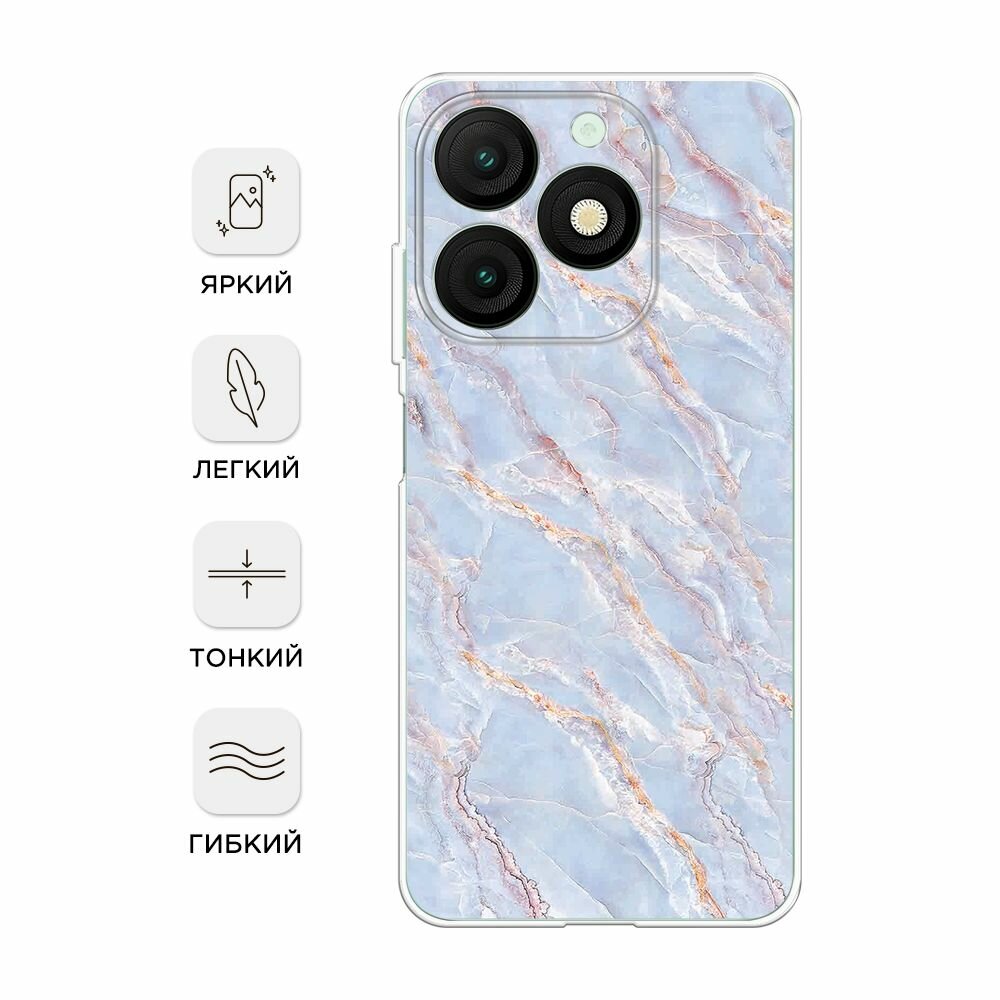 Силиконовый чехол на Itel A50 / Ител А50 с принтом "Сиреневый мрамор" — фото 1