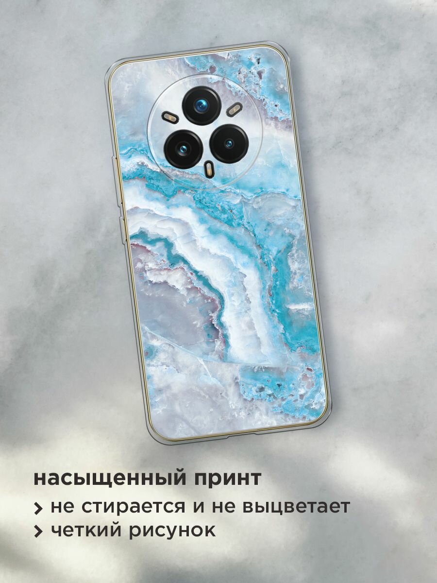 Чехол на Realme 14 Pro+ / Реалми 14 Про+ с принтом "Нежно-голубой мрамор" — фото 1