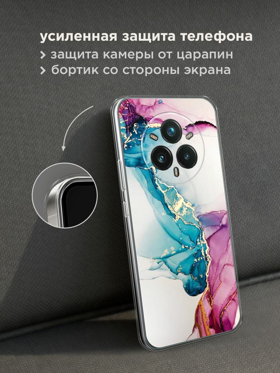 Чехол на Realme 14 Pro / Реалми 14 Про с принтом "Розовые разводы рисунок" — фото 1