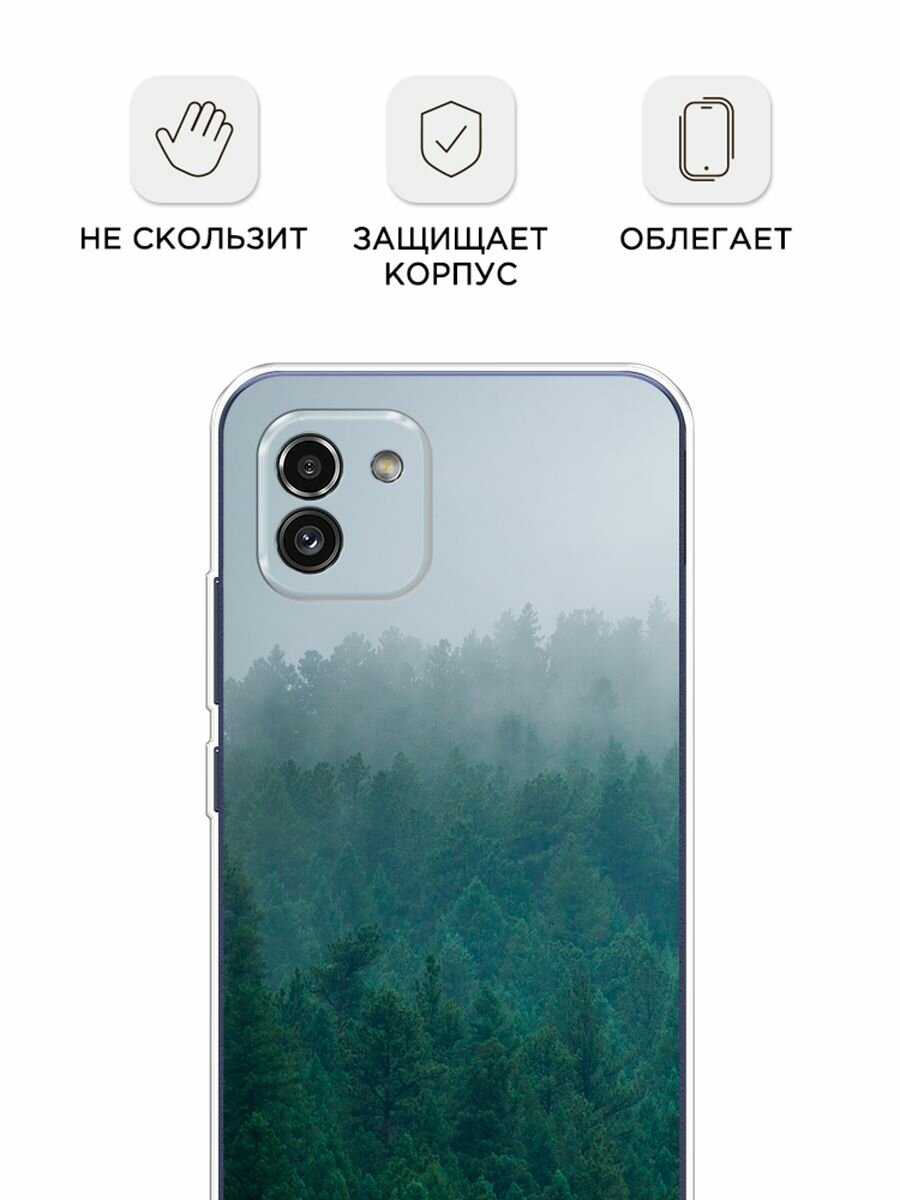 Чехол на Samsung Galaxy A03 / Самсунг Галакси А03 с принтом "Лес в облаках" — фото 1