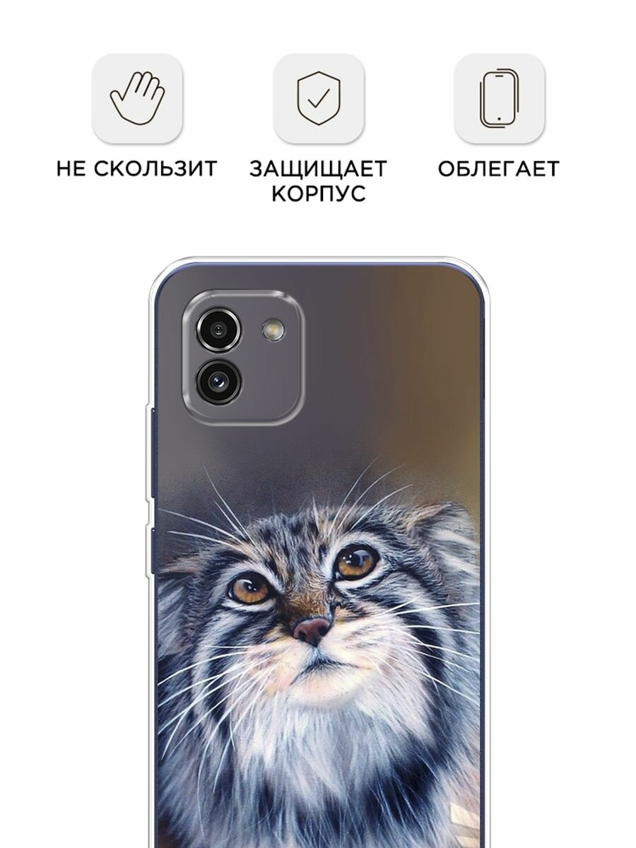 Чехол на Samsung Galaxy A03 / Самсунг Галакси А03 с принтом "Кот манул 2" — фото 1