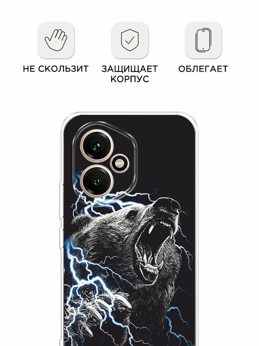 Силиконовый чехол на Honor 400 / Хонор 400 с принтом "Гроза и медведь" — фото 1