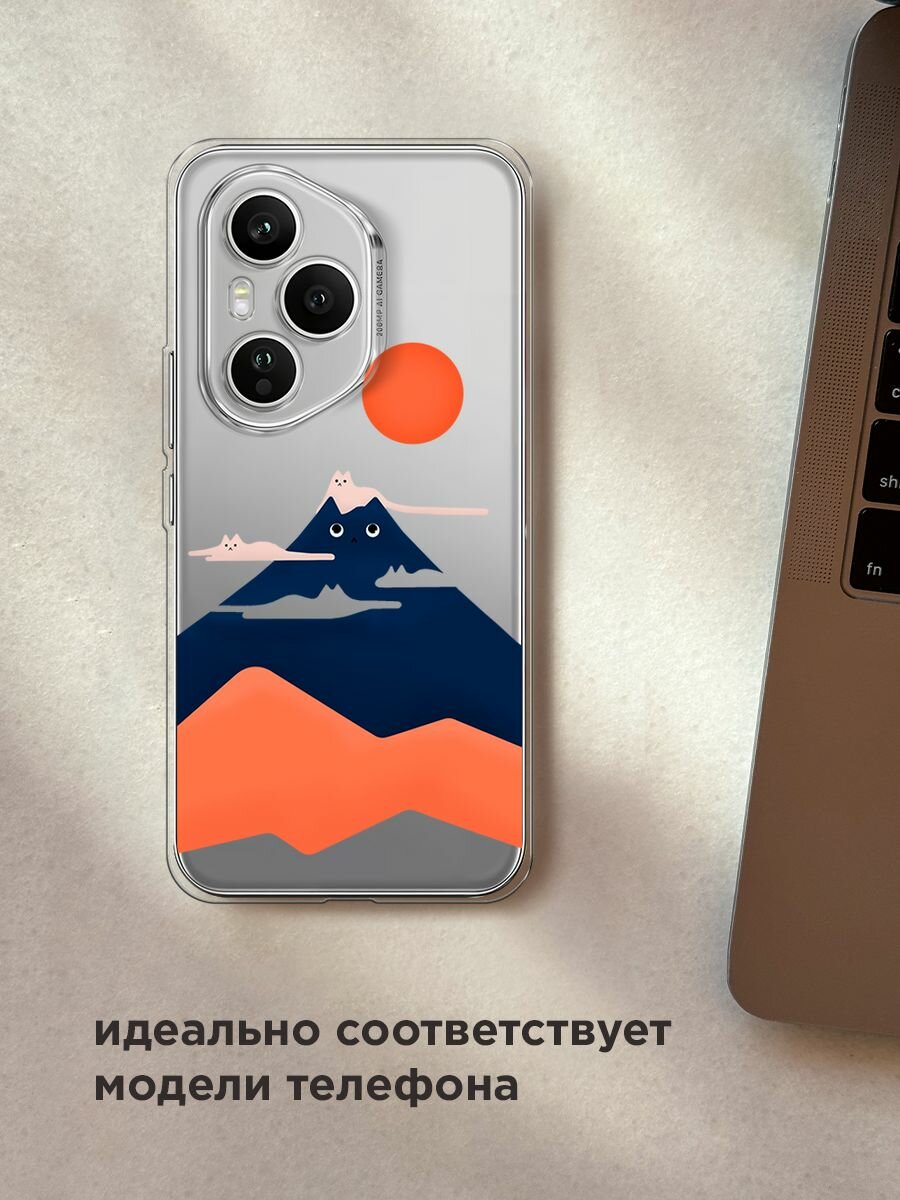 Чехол на Honor 400 Pro / Хонор 400 Про с принтом "Кот-гора", прозрачный — фото 1