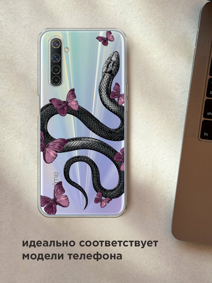 Чехол на Realme 6 / Реалми 6 с принтом "Snake and butterflies 2" — фото 1