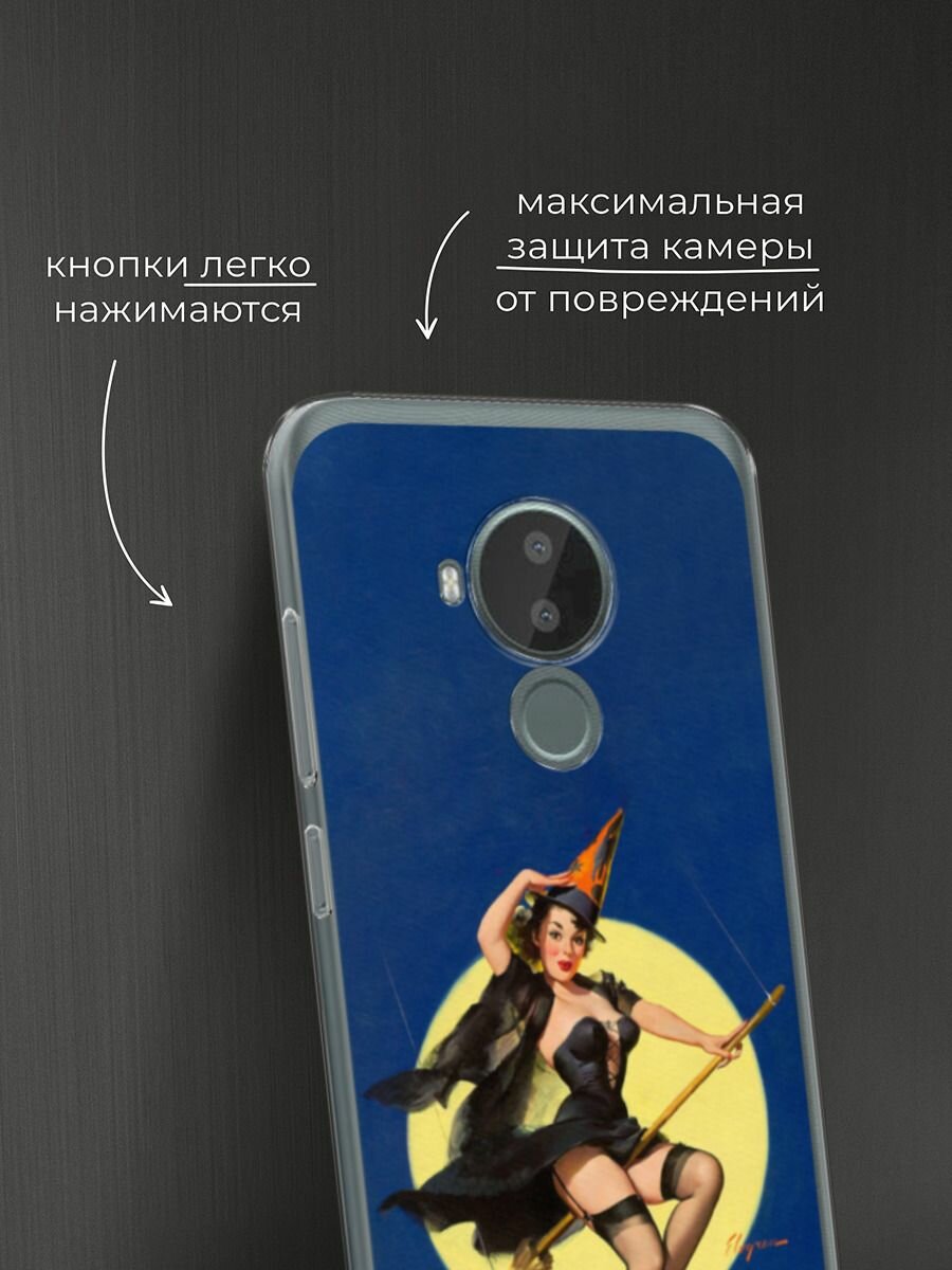 Силиконовый чехол на Nokia C30 / Нокия C30 с принтом "Pin-Up Witch" — фото 1