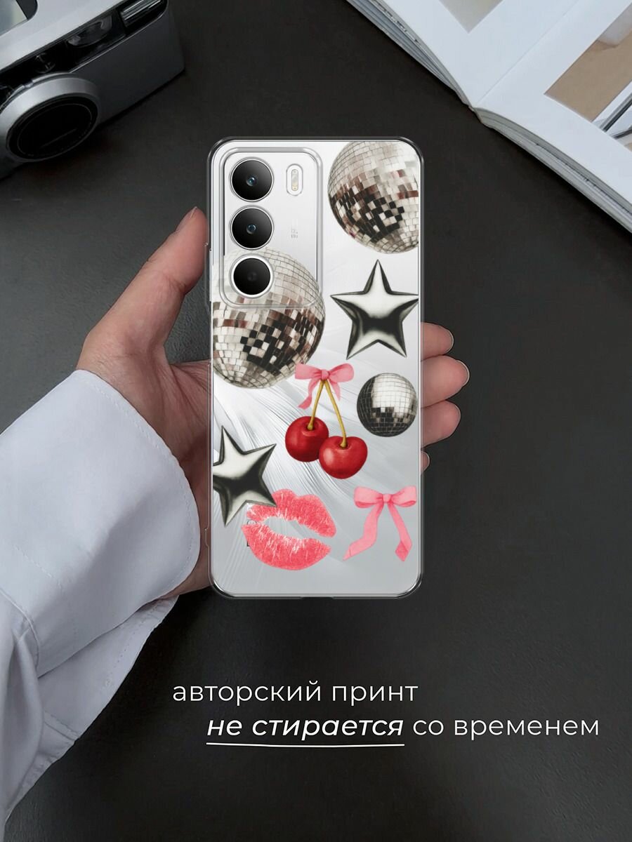 Чехол на Realme C71/P3 Lite 4G / Реалми С71/P3 Лайт 4G с принтом "Стильная подборка", прозрачный — фото 1