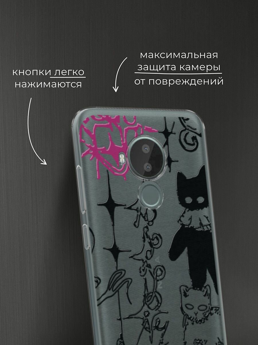 Чехол на Nokia C30 / Нокия C30 с принтом "Готические котики" — фото 1