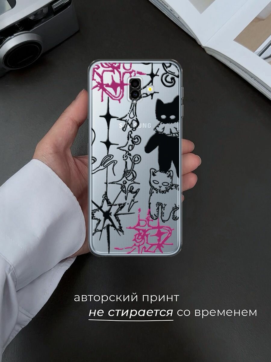 Чехол на Samsung Galaxy J6 + / Самсунг Галакси J6 Плюс 2018 с принтом "Готические котики" — фото 1