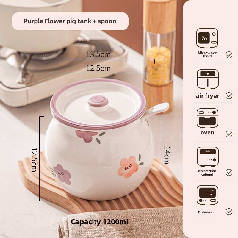 Банки для приправ Zixuanhua, керамика, 1200мл, с ложкой