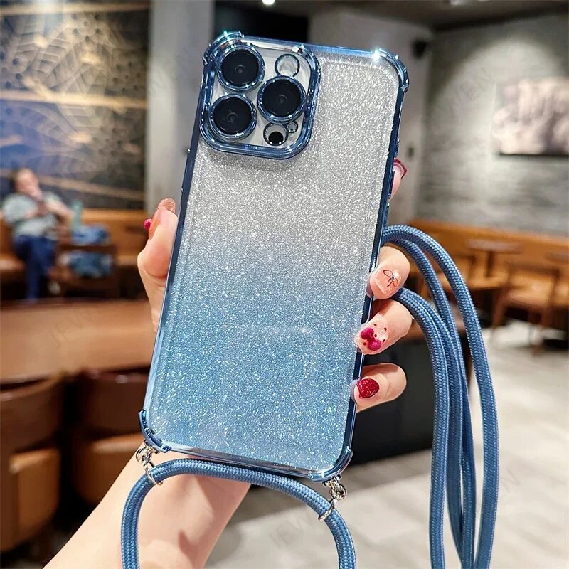 Чехол на шнурке для iPhone 16 Plus Sierra Blue