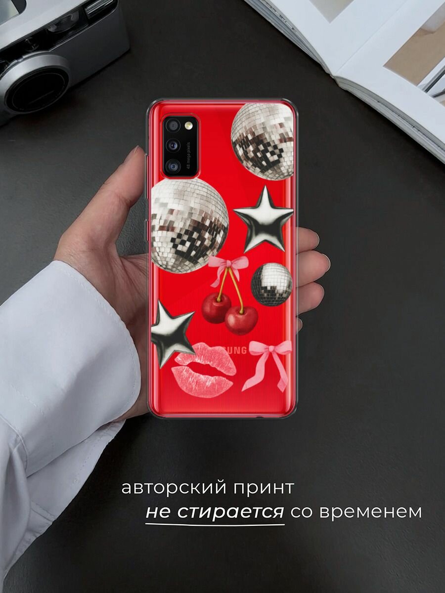 Чехол на Samsung Galaxy A41 / Самсунг Галакси А41 с принтом "Стильная подборка", прозрачный — фото 1