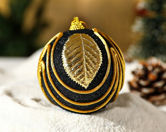 Рождественские украшения из высококачественной серии black gold, Раскрашенный шар,8cm