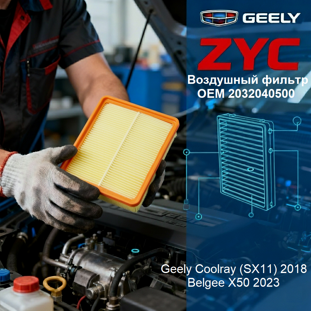 Воздушный фильтр ZYC для Джили Кулрэй Geely Coolray (SX11) 2018> Belgee X50 2023 2032040500