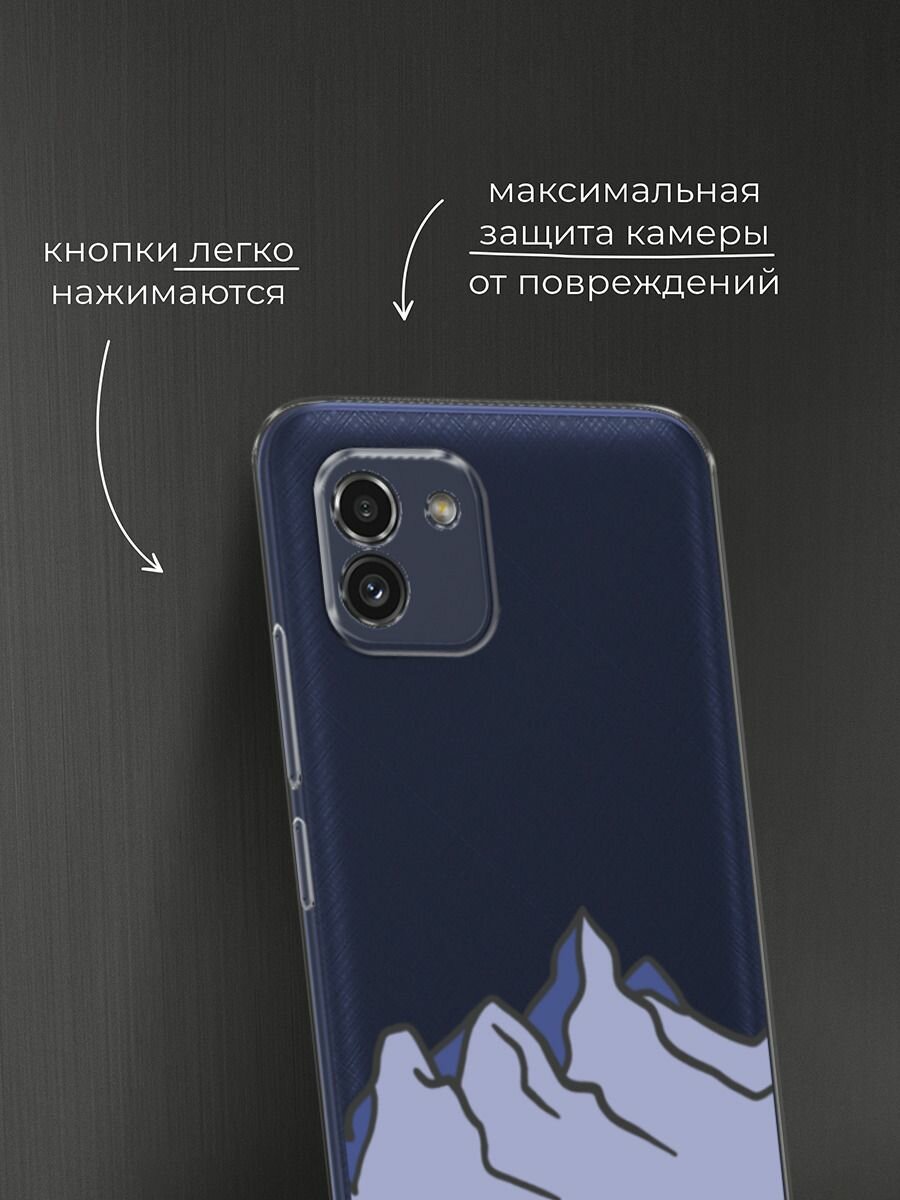 Чехол на Samsung Galaxy A03 / Самсунг Галакси А03 с принтом "Гора", прозрачный — фото 1