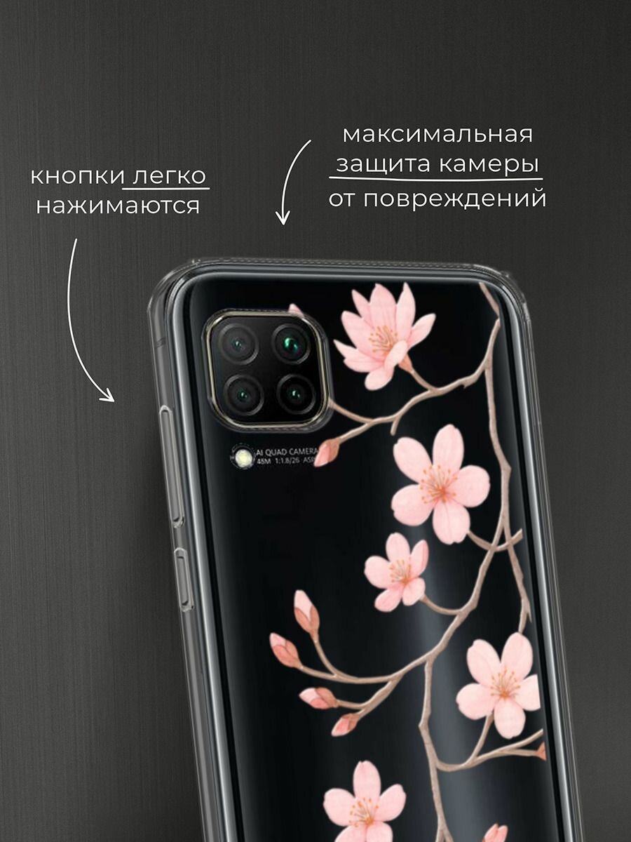 Чехол на Хонор 30S/Хуавей P40 Lite 5G/Нова 7 SE с принтом "Веточка распускающейся сакуры 2" — фото 1
