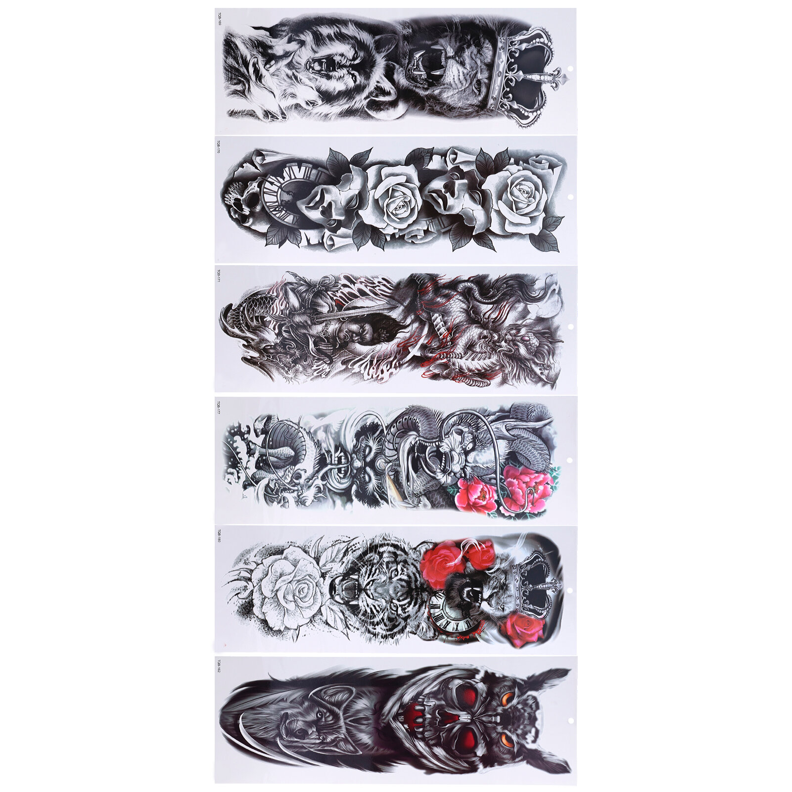 6 листов полная татуировка на руку наклейка для мужчин и женщин водонепроницаемая вечерняя модная временная татуировка наклейка