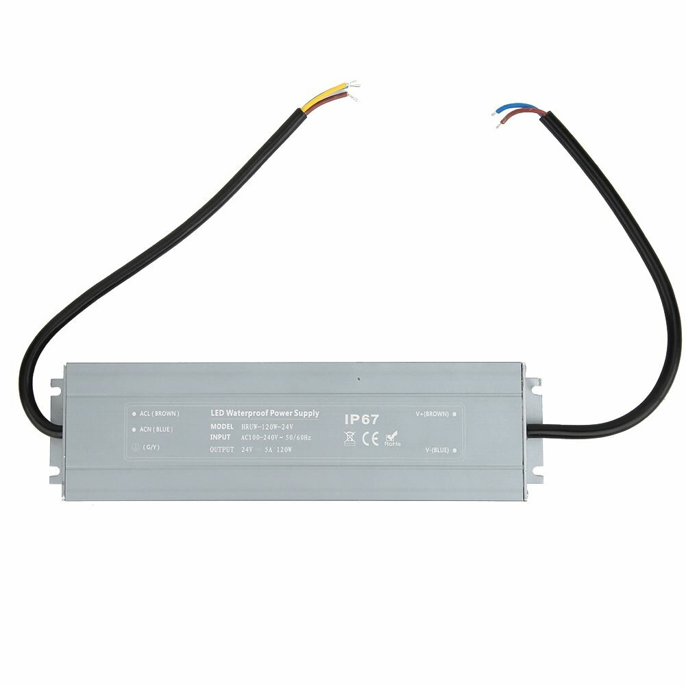 HRUW-120W-24V Блок питания IP67 Водонепроницаемый адаптер Светодиодный драйвер Трансформатор 100-240 В переменного тока