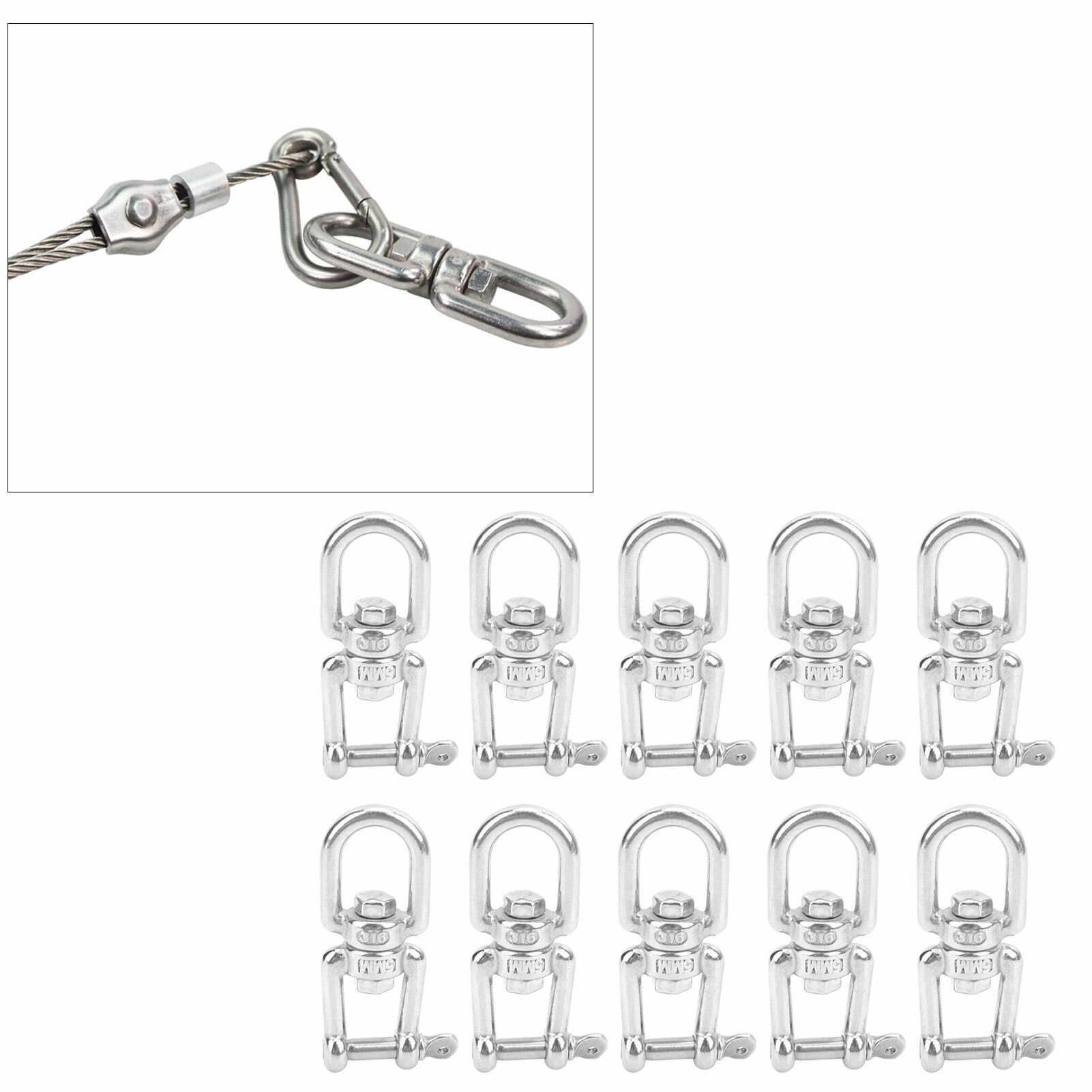 10 шт. вращающаяся защелка из нержавеющей стали, двухсторонний поворотный крючок, серьга, аксессуары для такелажа M5