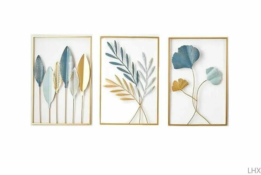 Декоративные элементы для стен: металлические панели, оформление интерьера, декор комнаты, комплект из 3 предметов.