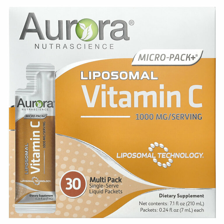 Aurora Nutrascience, Micro-Pack+, Vitamin C, липосомальный витамин C, 1000 мг, 30 порционных пакетиков
