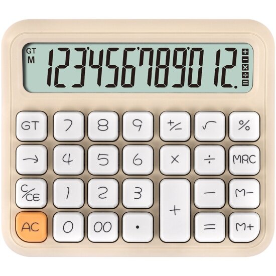 Калькулятор настольный Brauberg KW-1000-BG (152x132 мм), 3D-кнопки, 12 разрядов, бежевый, 272957