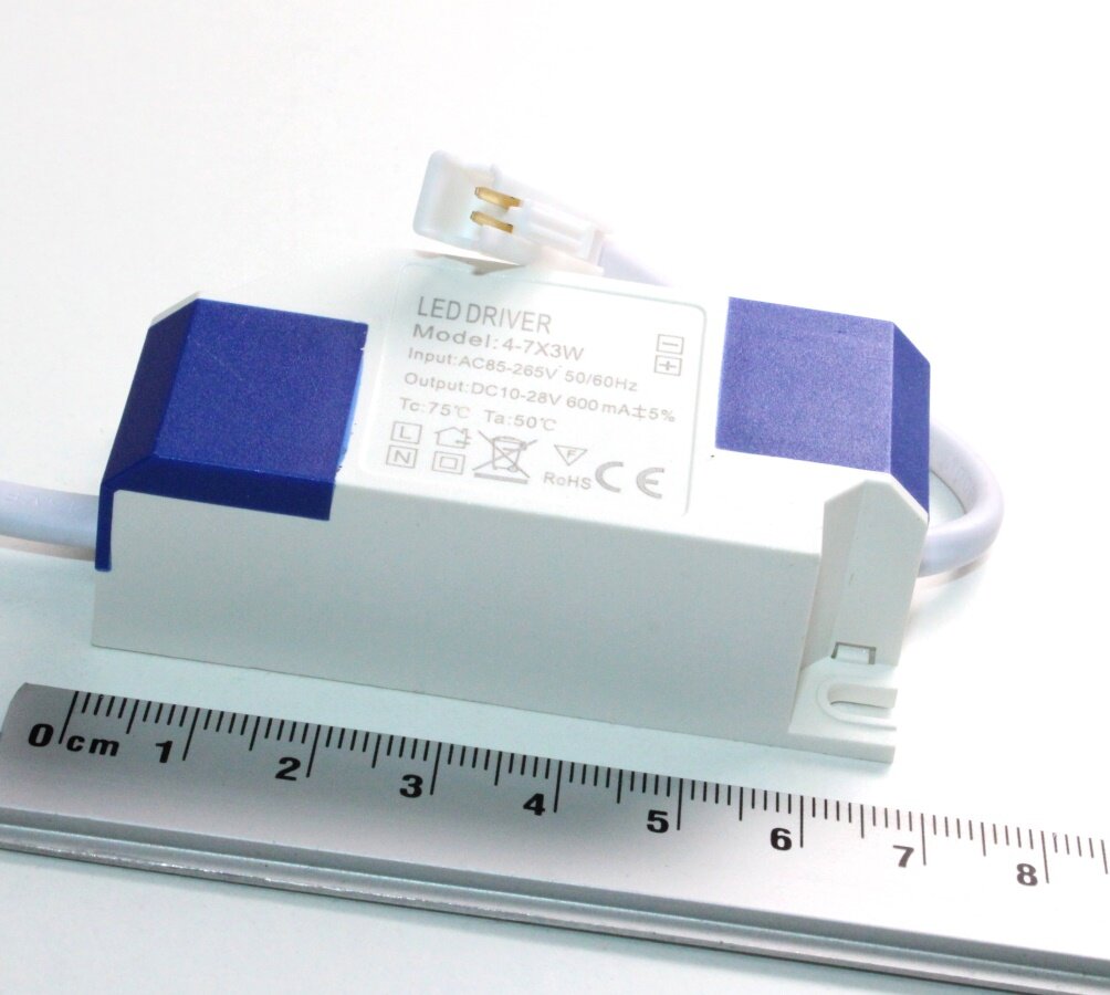 10-28VDC, 600mA, вх.85-265VAC, 21W LD1-7x3W, Драйвер тока