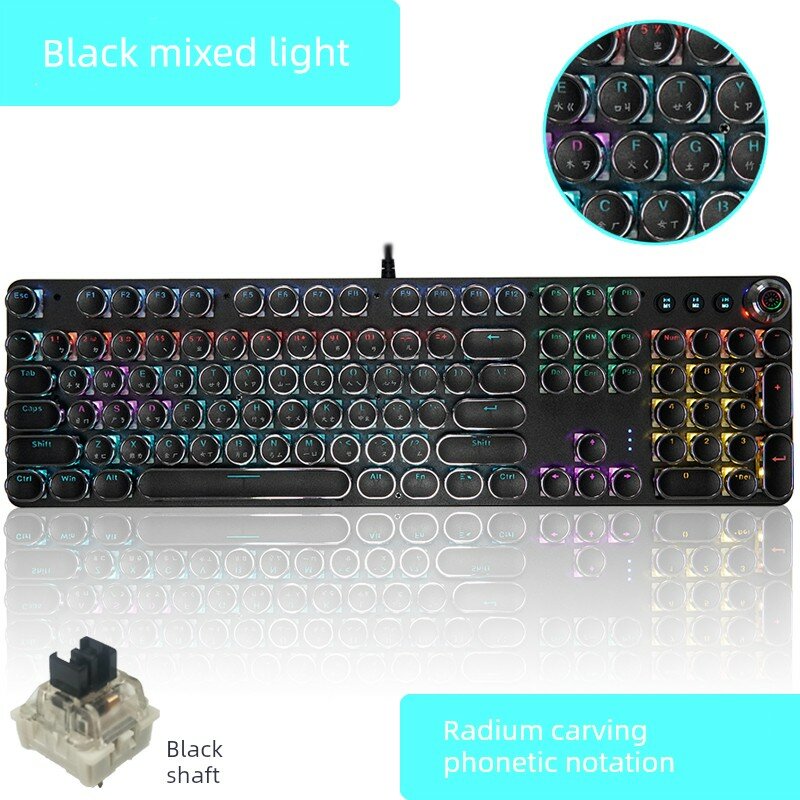 Механическая клавиатура Cangjie Phonetic Notation в стиле ретро-стим, с гальваническим покрытием, 87/104 клавиши, синие