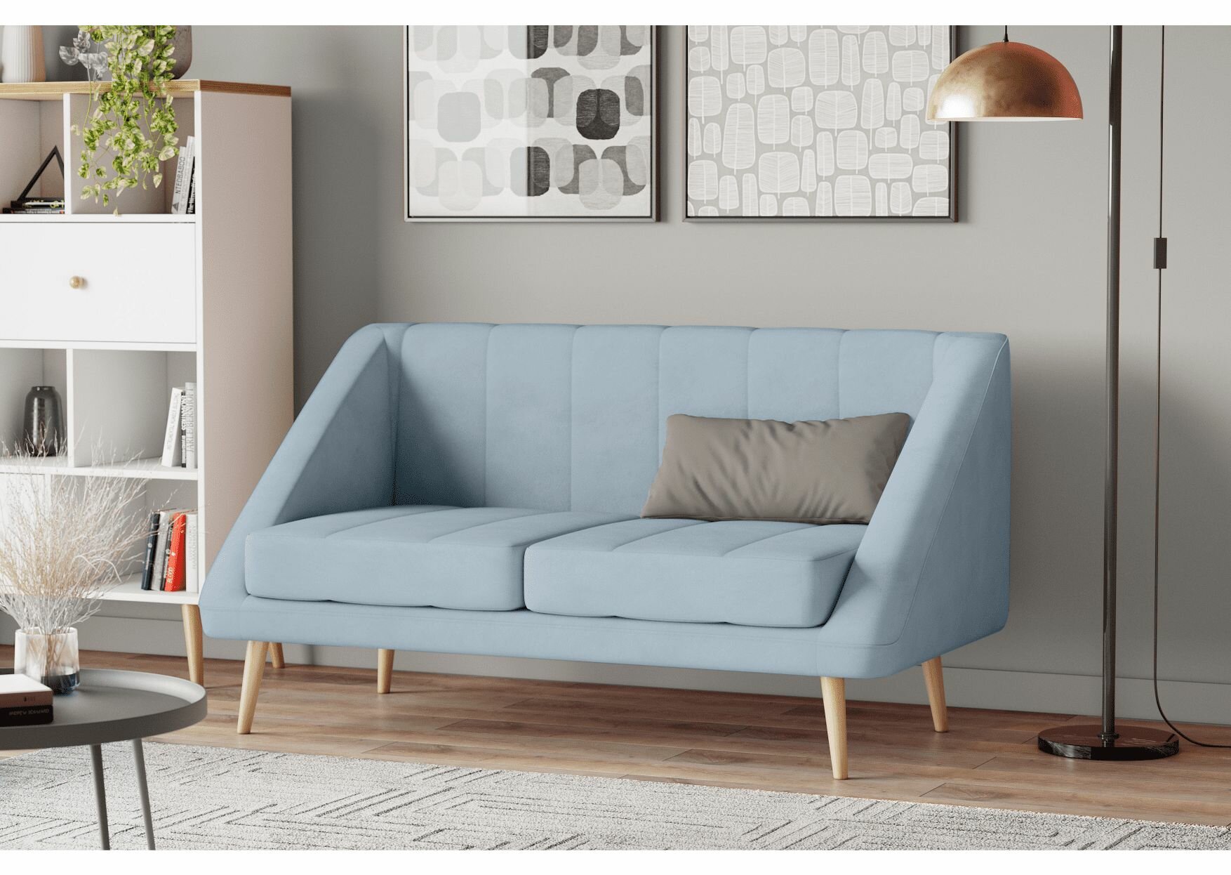 Диван прямой Астрид в цвете серый (velutto 12), блок независимых пружин