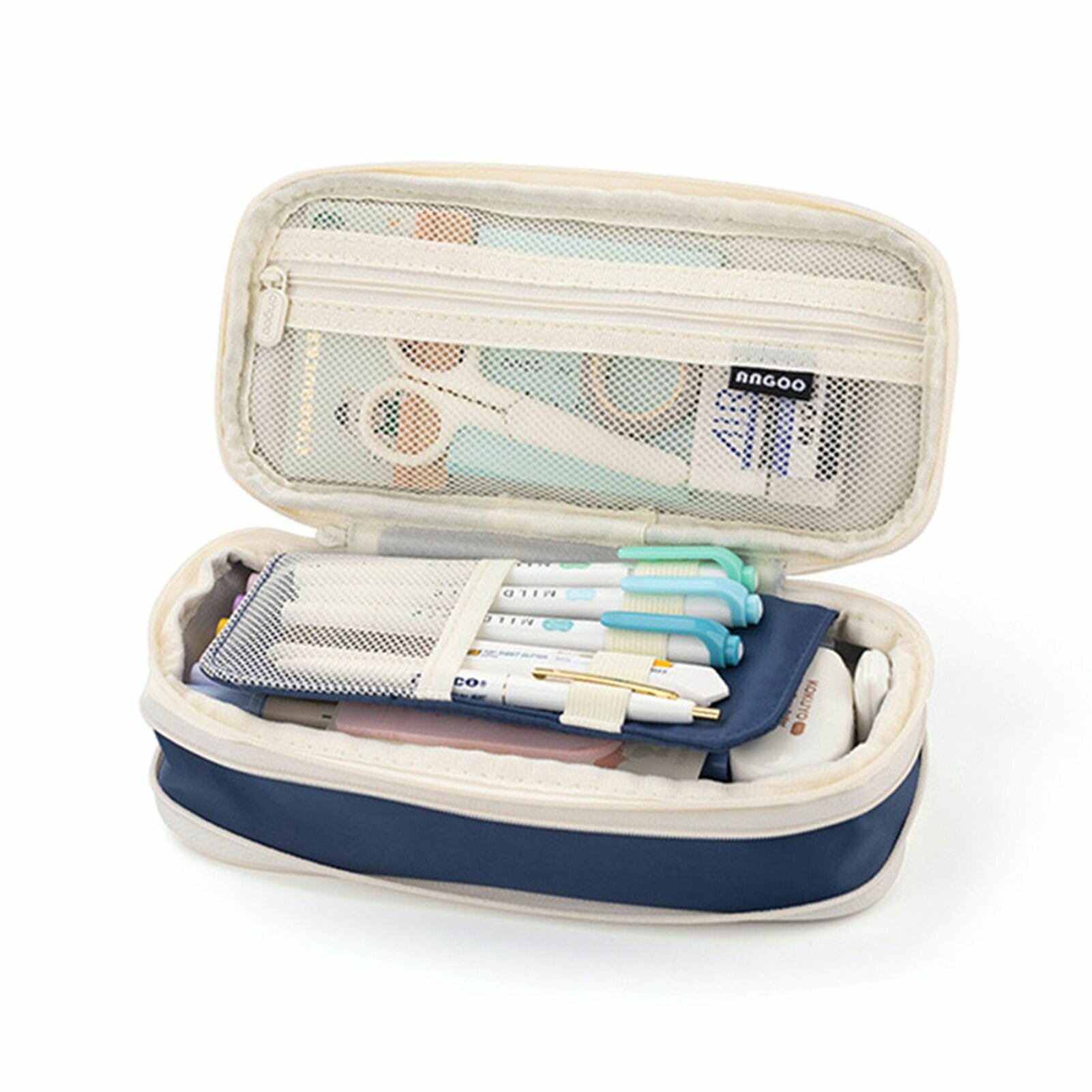 Большая вместимость школьный пенал для канцелярии с двойной молнией и карманами