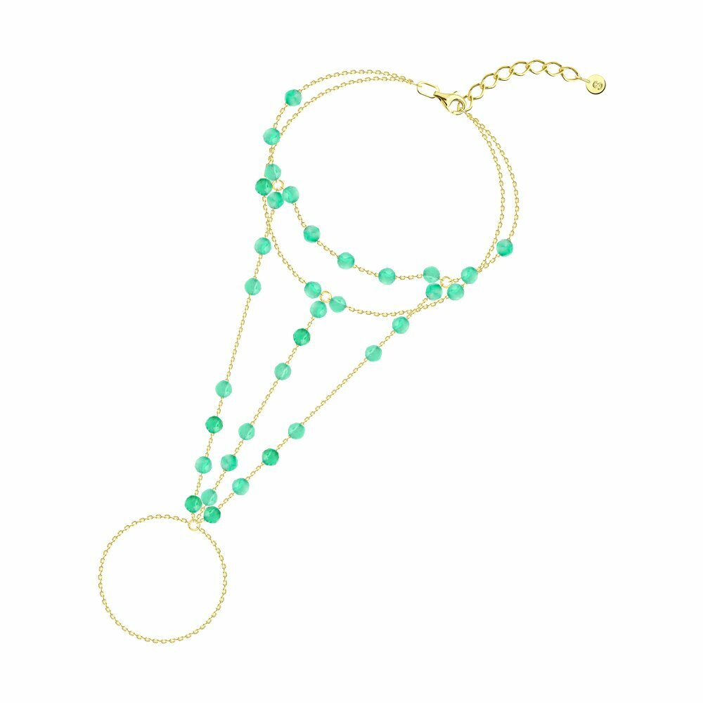 Браслет, серебро, 925 проба, золочение, агат