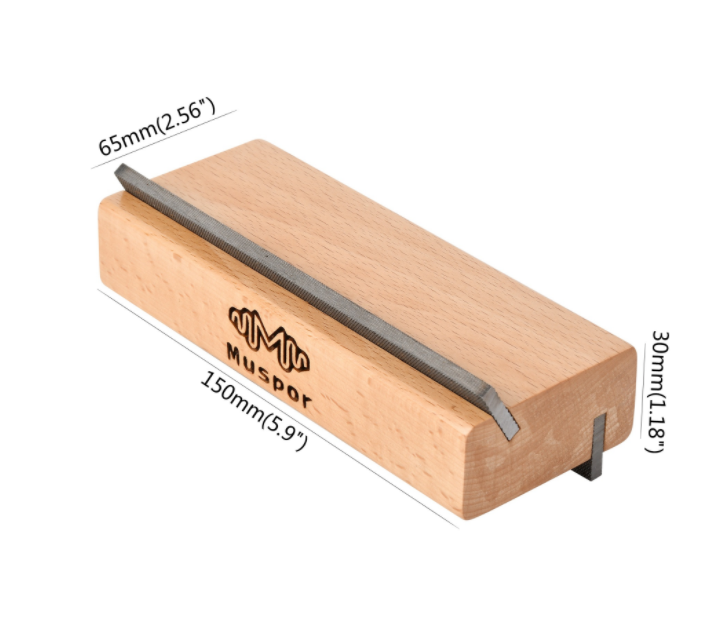 Инструмент для фаски концов ладов гитары Merbau Log 35 градусов и 90 градусов двойного использования, файл для фаски и выравнивания концов ладов, инструмент для Luther, материал Merbau Log и высокоуглеродистая сталь, размер файла 150*60*30мм, вес файла