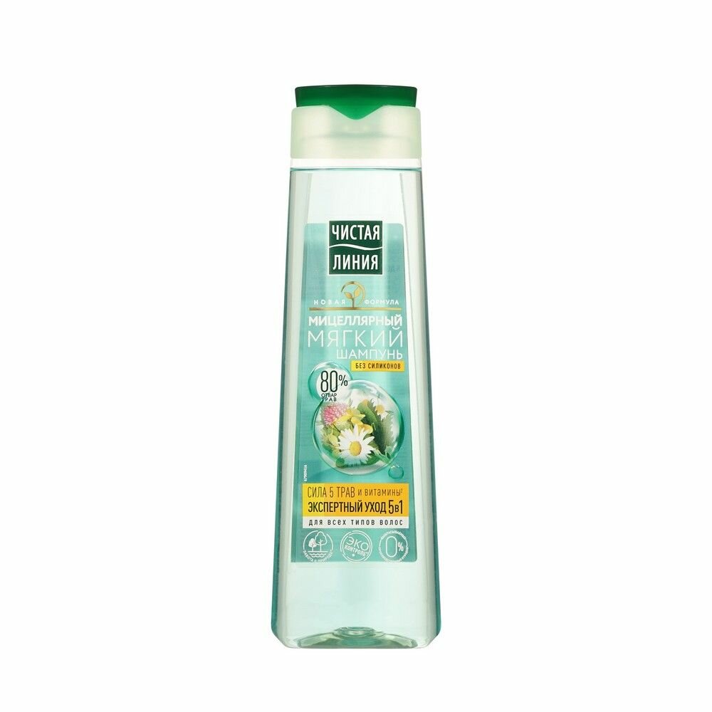 Шампунь для всех типов волос Чистая линия Сила 5 трав 400мл