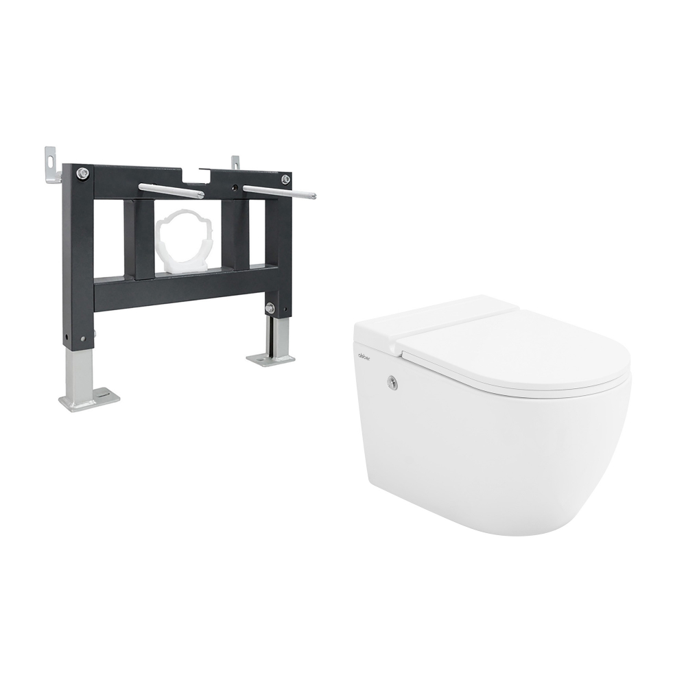 Комплект Abber AC1108P-AC0101P (подвесной унитаз Bequem AC1108P белый с инсталляцией AC0101P)