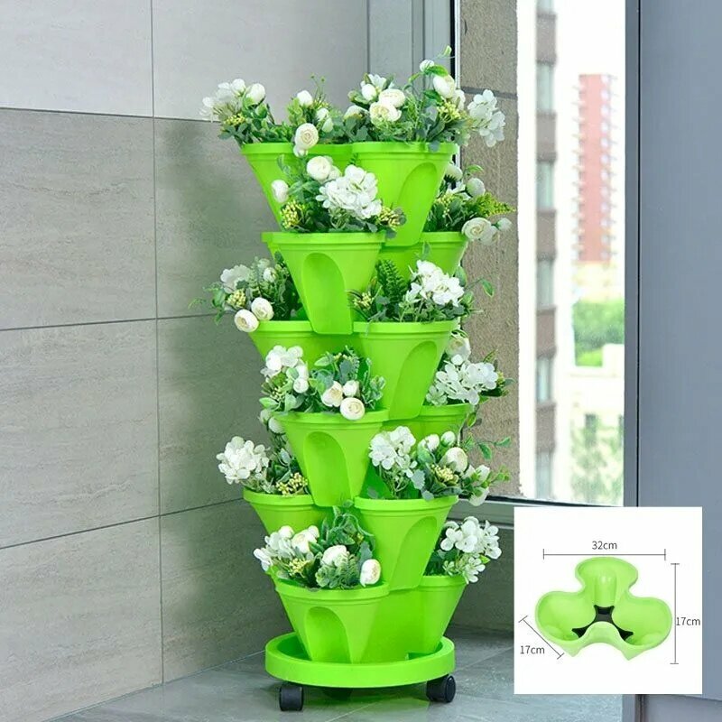 Каскад для цветов 6 л, 84 см, 7 шт, цвет зеленый