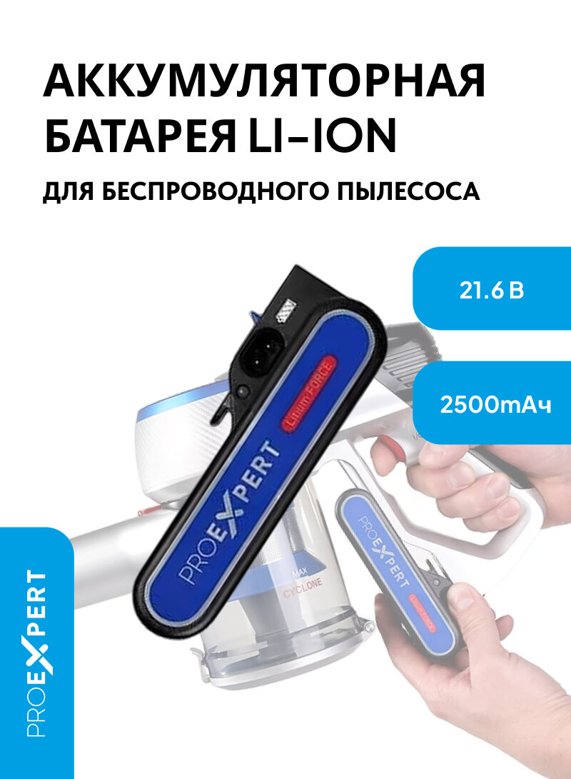 Аккумулятор к беспроводному пылесосу PRO-EXPERT V9, DeLonghi XLM, REDMOND RV-UR370