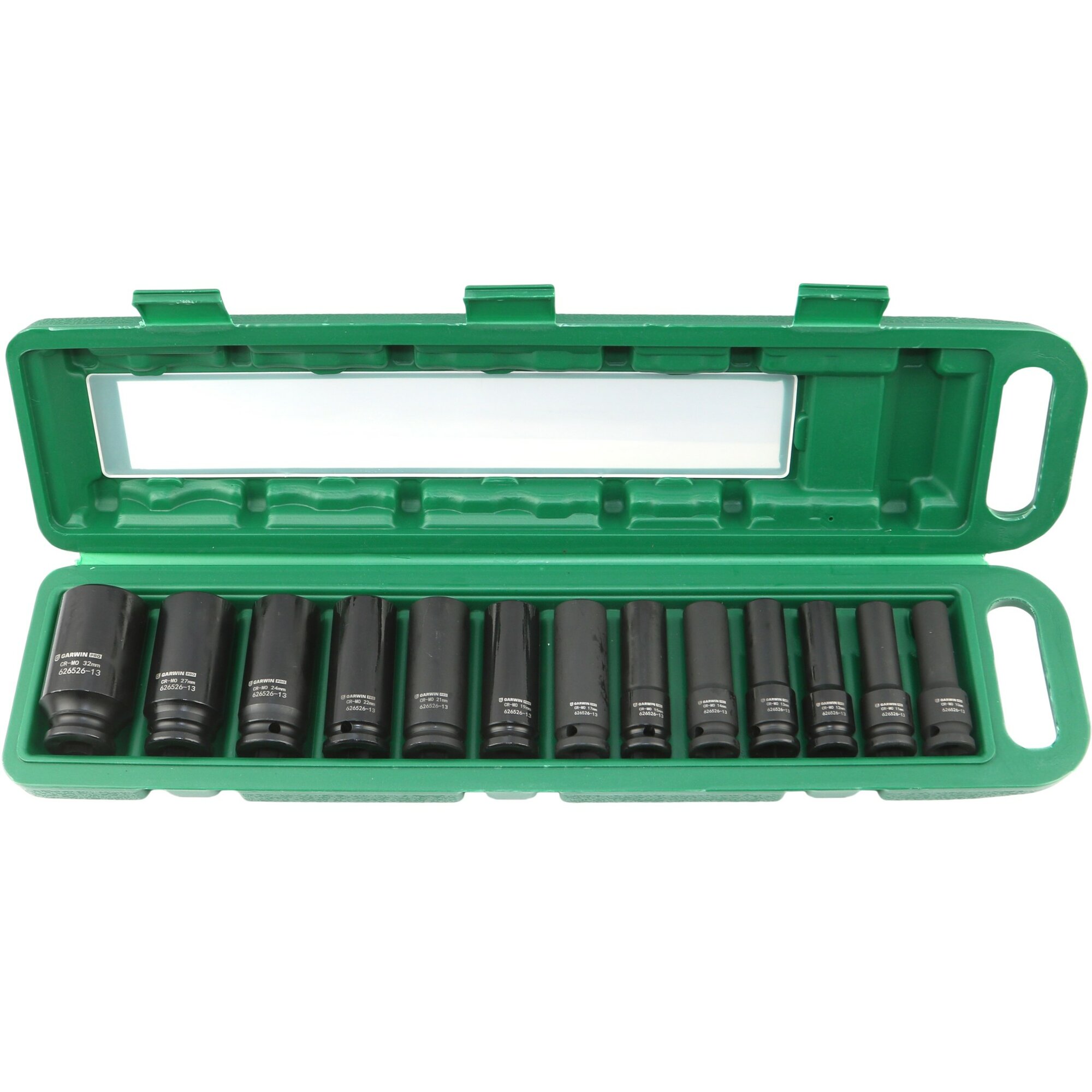 GARWIN PRO 626526-13 Набор ударных головок глубоких 78 мм 1/2" 13пр. 10-32 мм в пластиковом кейсе