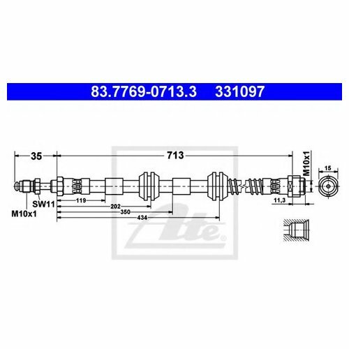 Шланг тормозной Ate 83776907133 для Porsche Cayenne; VW Touareg
