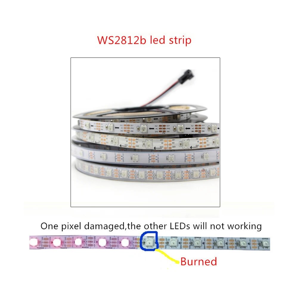 Светодиодная лента Viktorovna RGB IP30/65/67 5В ws812b, WHITE, 1 м, 60LEDs M IP30