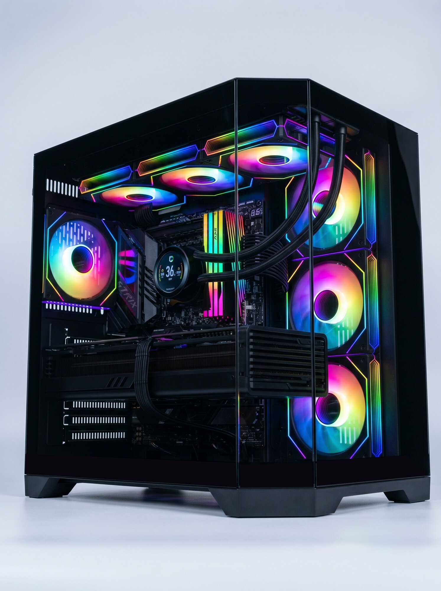 Игровой корпус для ПК GAMEMAX HYPE-A аквариум Midi-Tower, АТХ, закаленное стекло 4*120мм АRGB, контроллер, пульт, без БП
