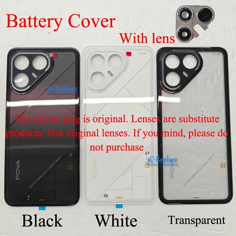 6,67 дюйма для Tecno Pova 7 Ultra LJ9, крышка батарейного отсека, ЖК-дисплей, Black Cover WithLens