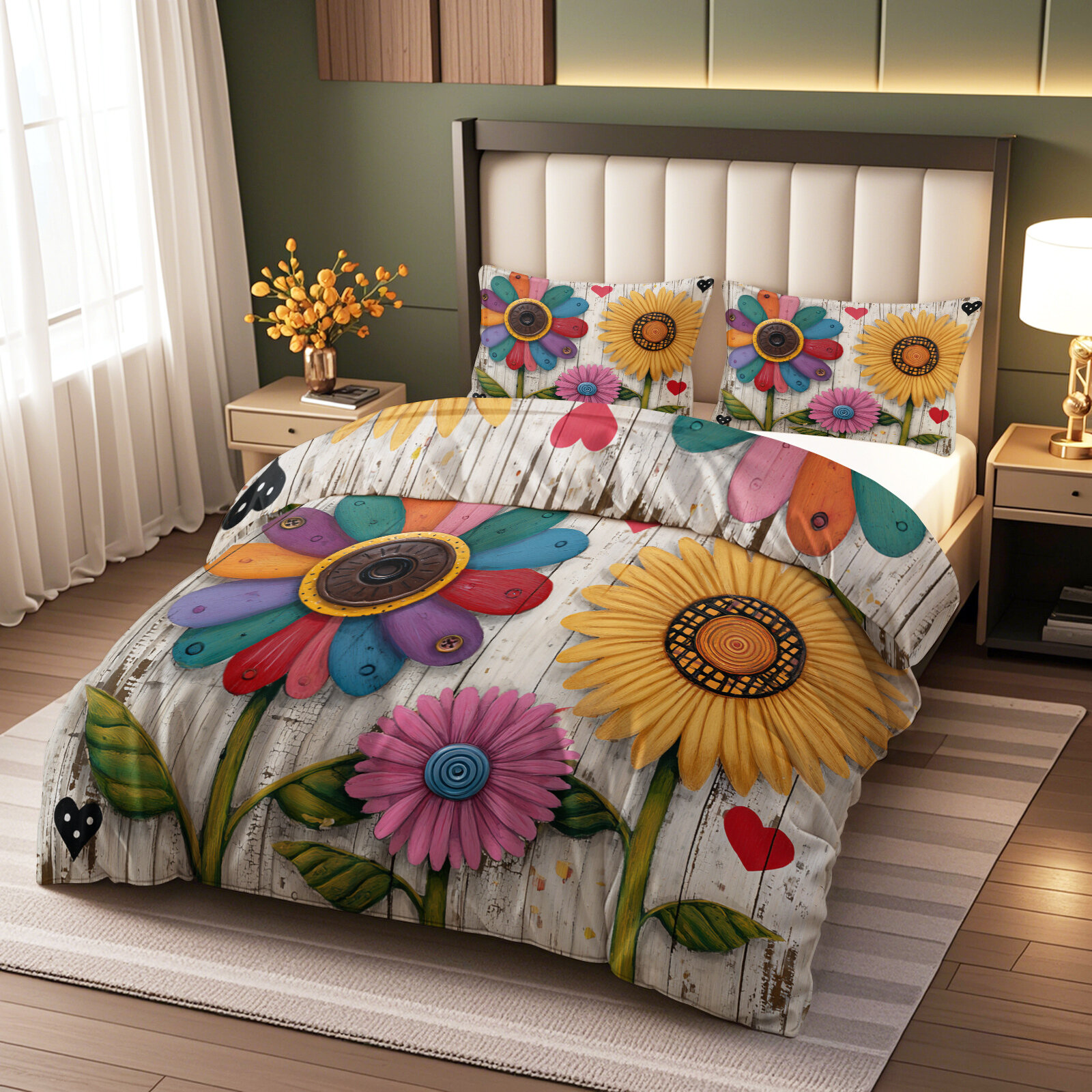 Цветок Комплект постельного белья 1.5/2-сп/Евро 3 предмета 175x215cm Ретро Mикрофибра 2 наволочки 70х70