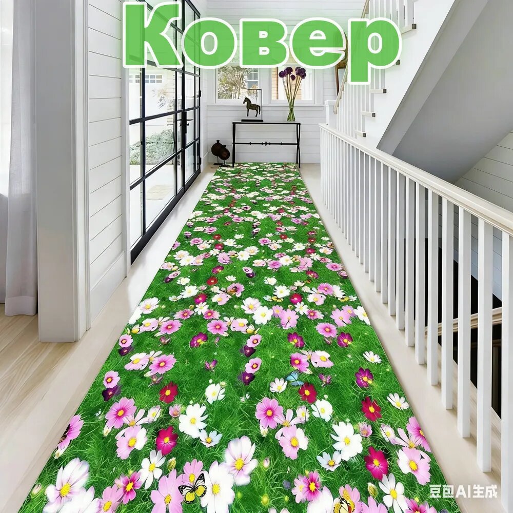 Ковер дорожка 100x400 см 0 мм камень зеленый