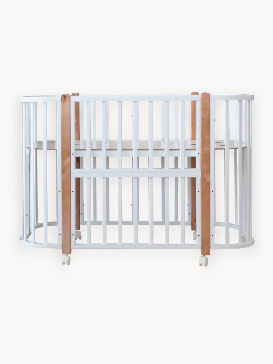 Кроватка детская для новорождённых Nuvola Lux цвет белый стойки Бук