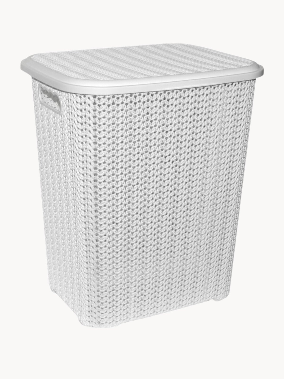 Корзина бельевая с крышкой «Вязь», 60 л, 44×36×52 см, цвет белый