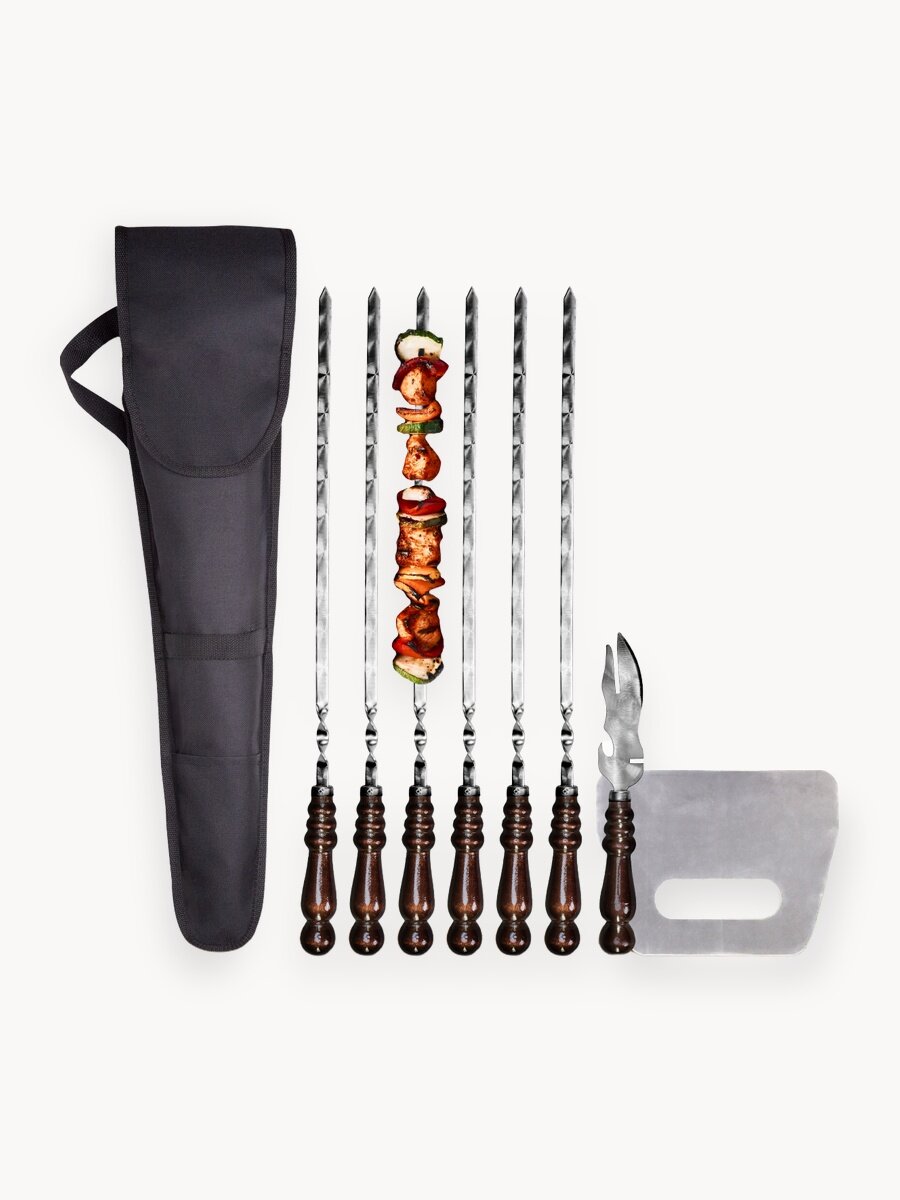 Набор шампуров подарочный в чехле 9в1